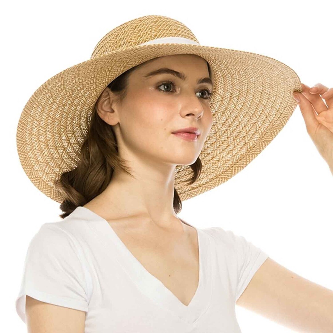 Beachy Sun Hat in 2-tone Mixed Colorways, With Matching Grosgrain Band ...