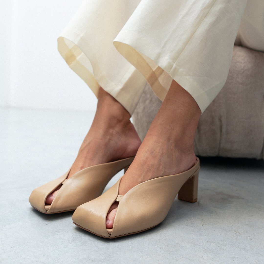 Mules for Women | Leather Mules Women's Loafers | Beige Mules ...