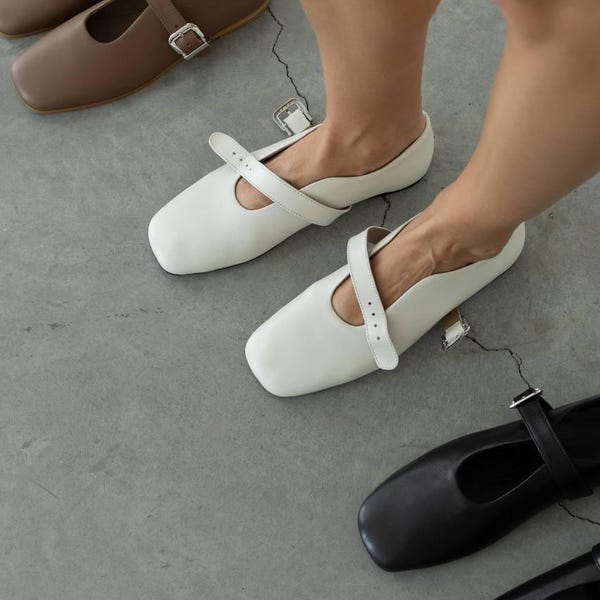 Chic Leather Mesh Square-toe Ballet Flats Handcrafted Comfort Stylish ...