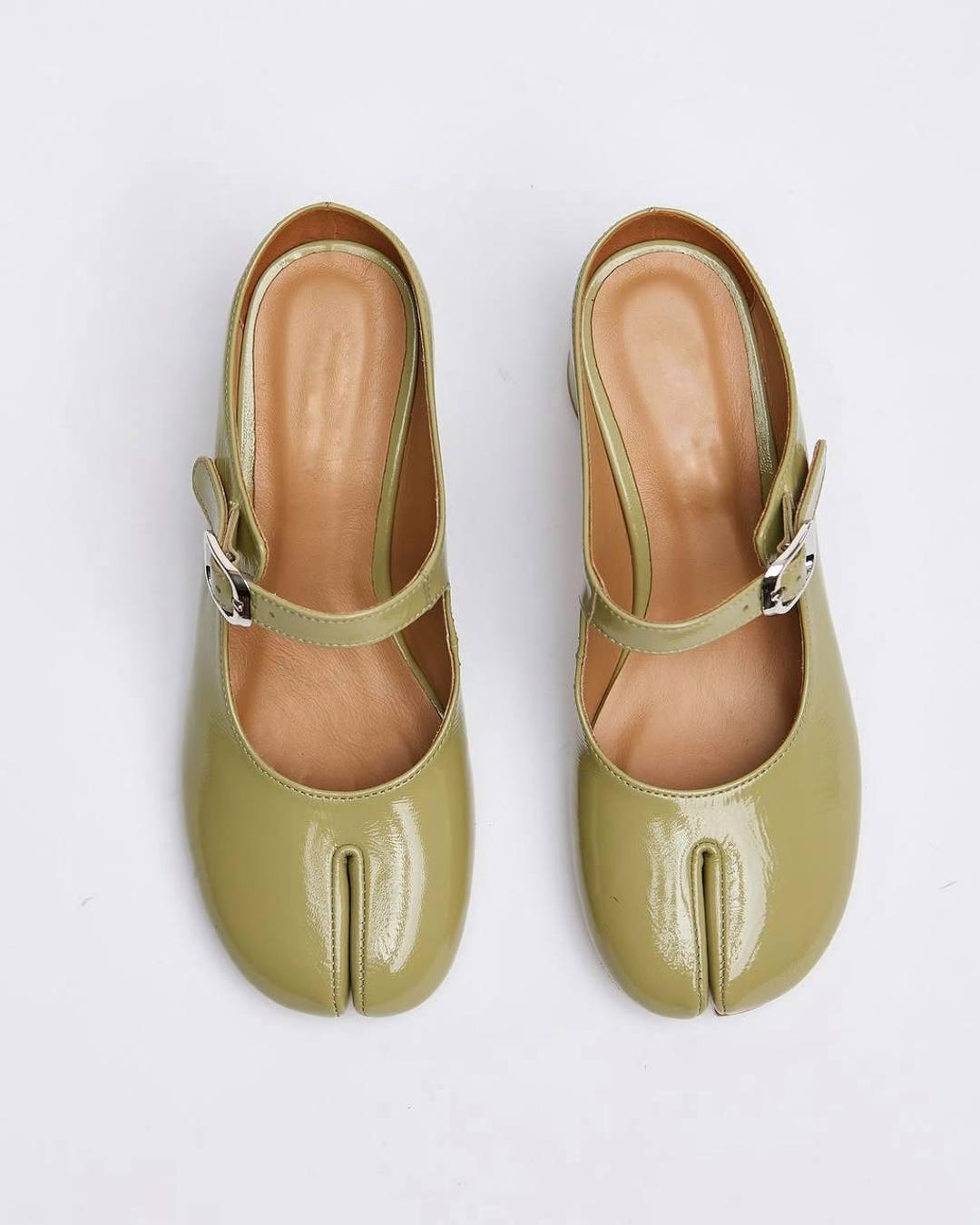 Green Leather Tabi Heels | Handmade Split Toe Shoes - Etsy