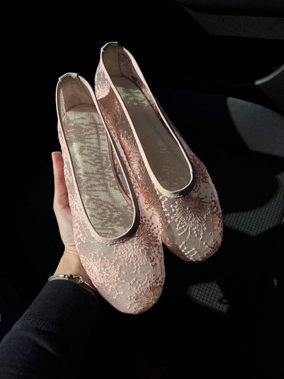 Pink Leather Ballet Flats With Mesh Detail | Handmade Women's Pink ...