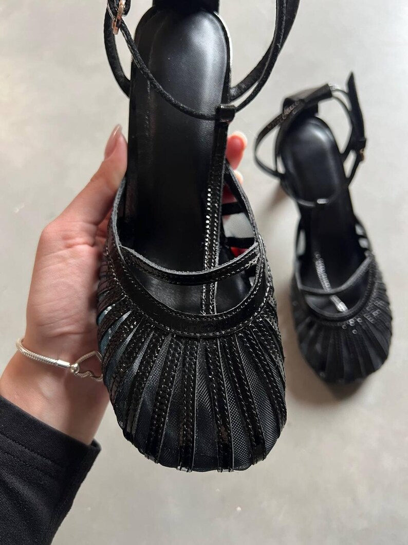 Women's Leather Black High Heel Shoes | Chic Black Leather Heels for ...