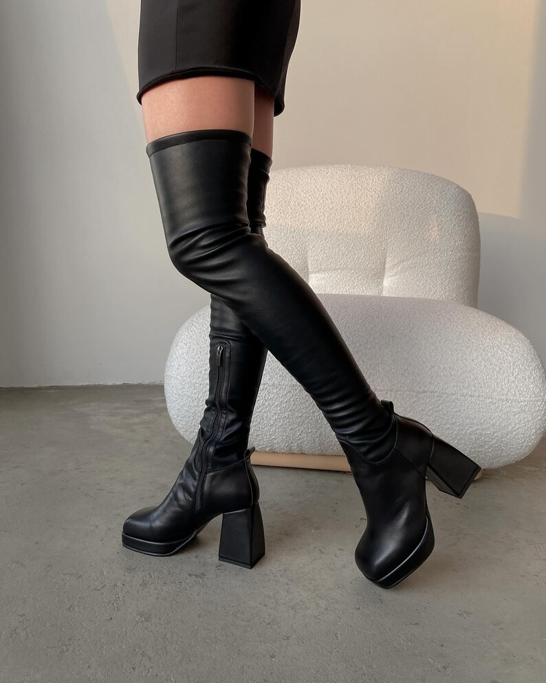 Women's Over the Knee Boots Made of Genuine Leather | Leather Knee ...