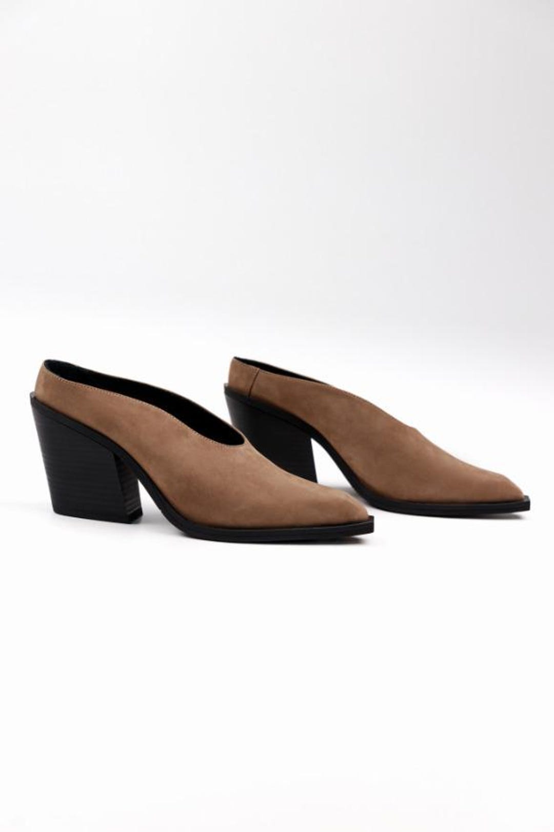 Handmade Nubuck Leather Heeled Mules | Chic 7cm Heel Slides - Etsy
