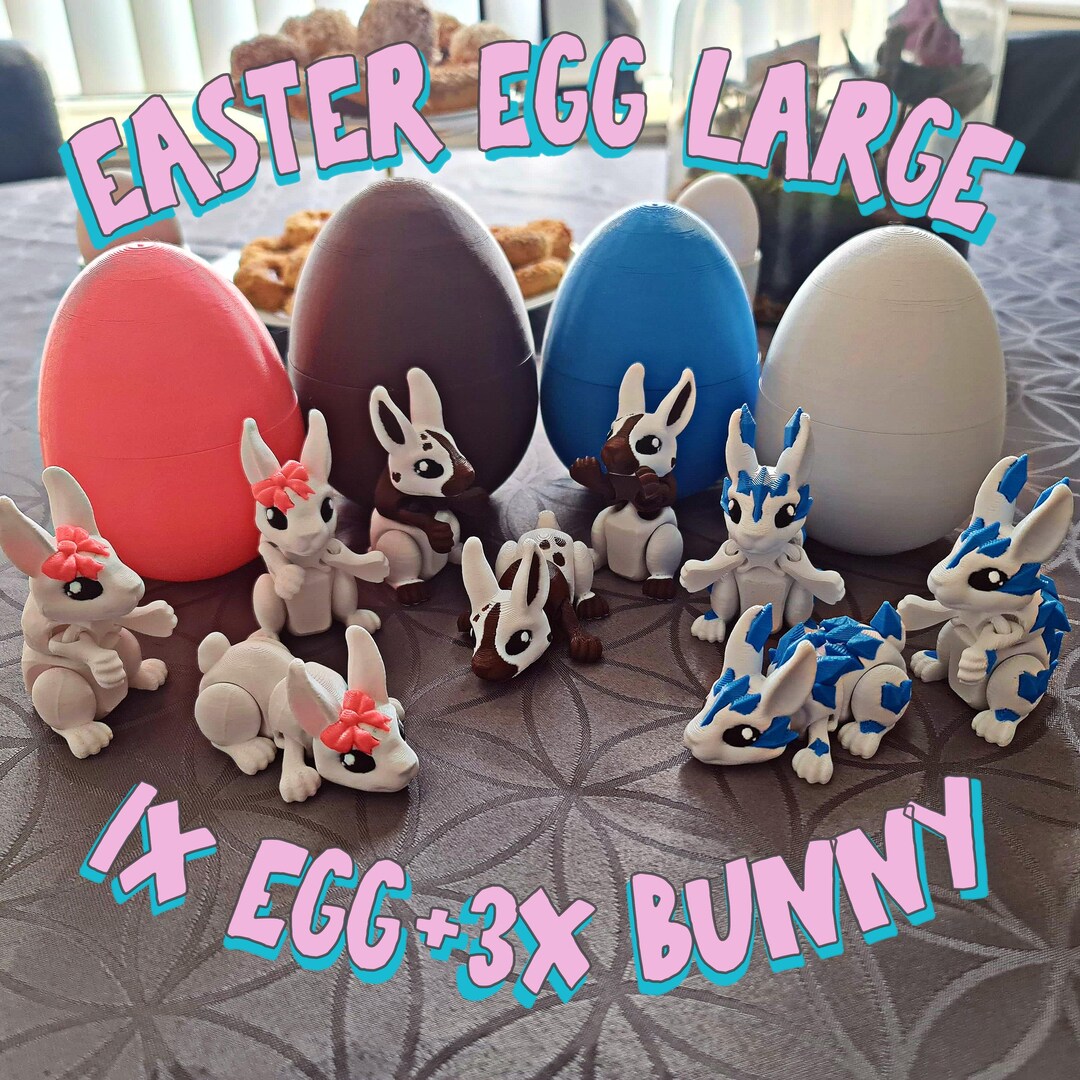 Large 3D Printed Easter Egg With Cute Bunny's Set Surprise Bunny Gift ...