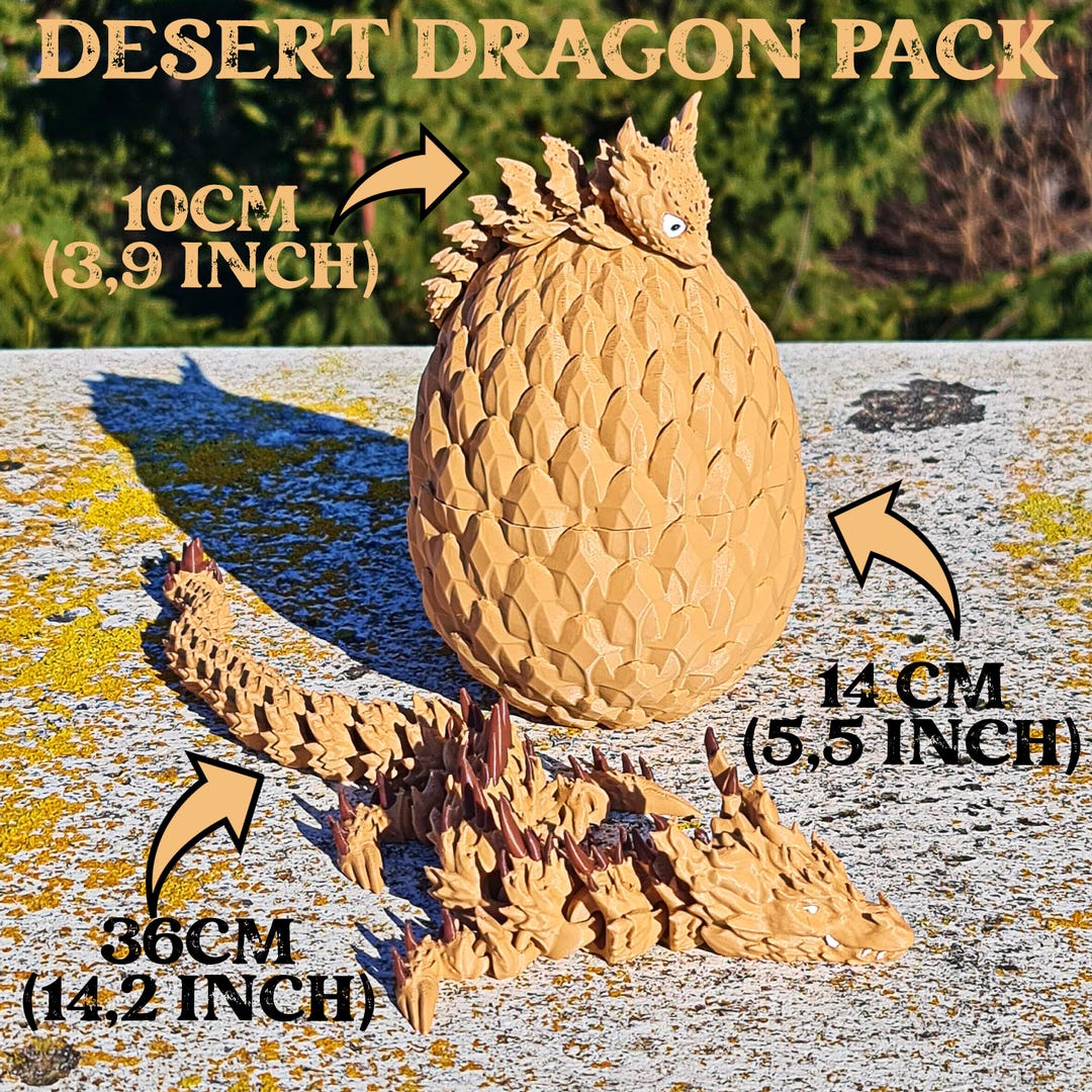 3D Printed Fidget Desert Dragon Pack Comes With Articulated Dragon and ...