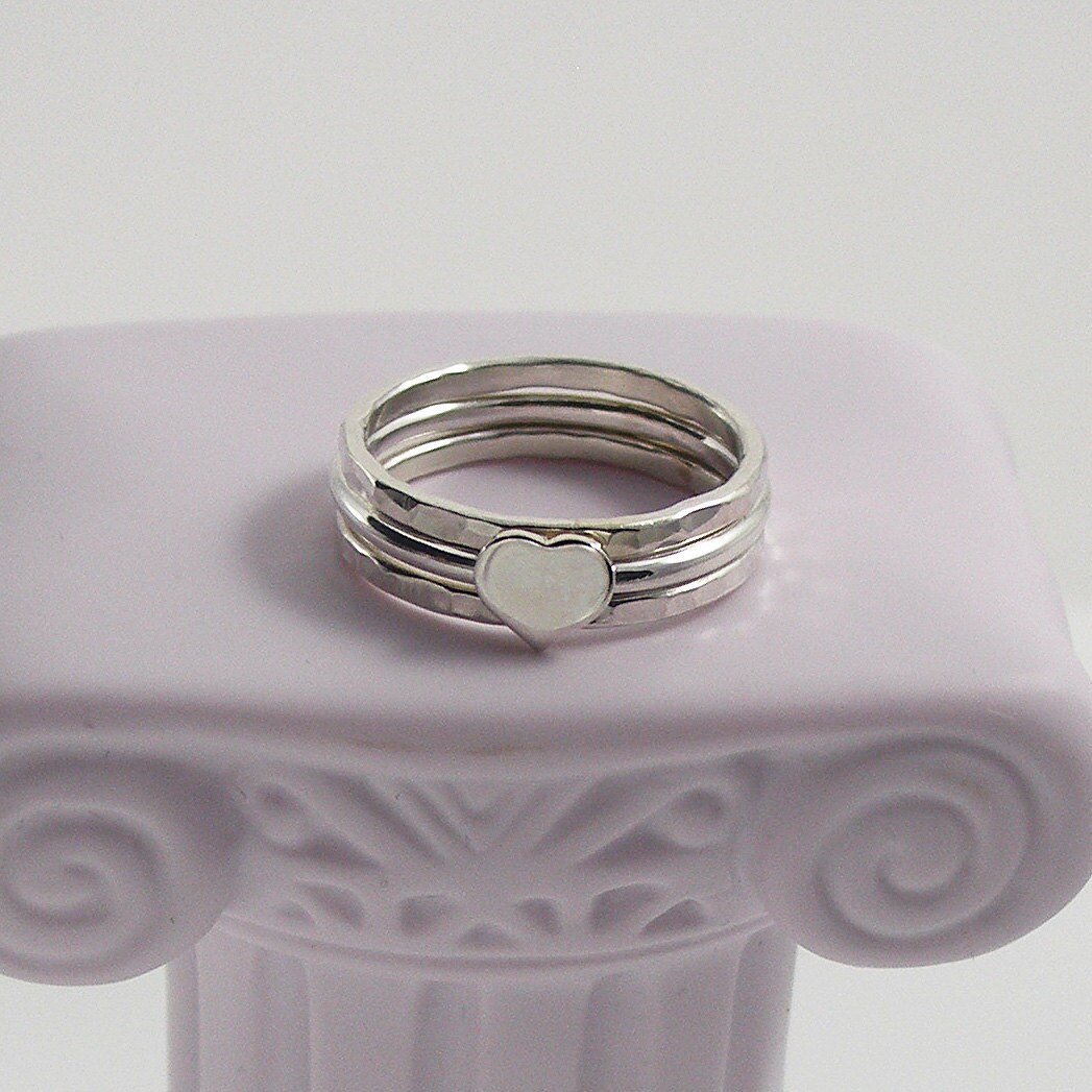 Silver Stacking Rings Handmade Set of 3 - Etsy
