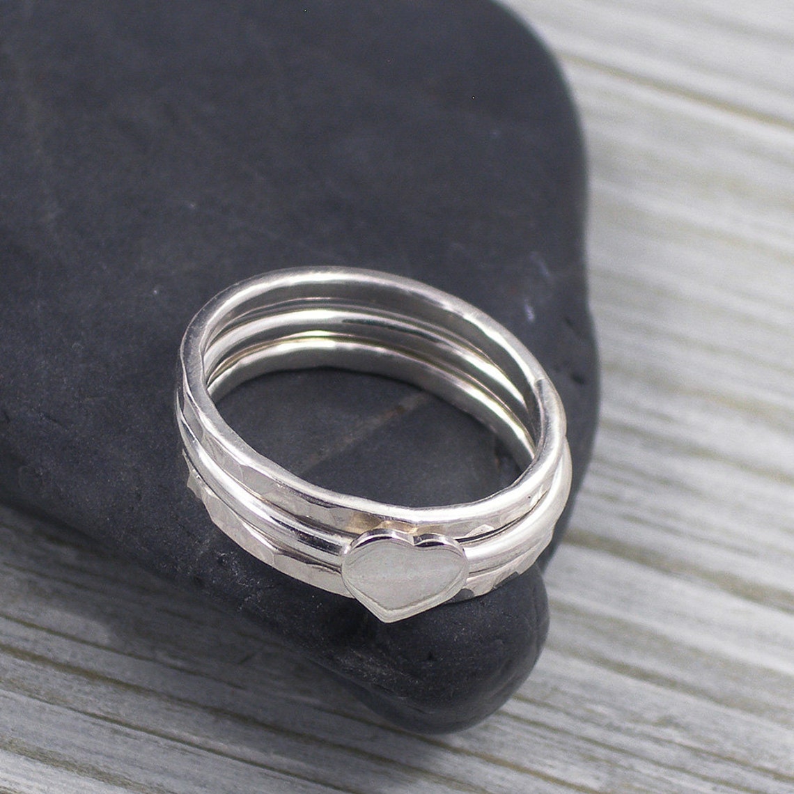 Silver Stacking Rings Handmade Set of 3 | Etsy