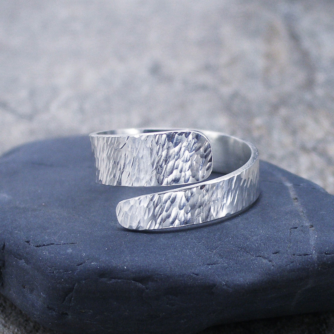 Silver Thumb Ring Adjustable Hammered or Textured Finish. - Etsy