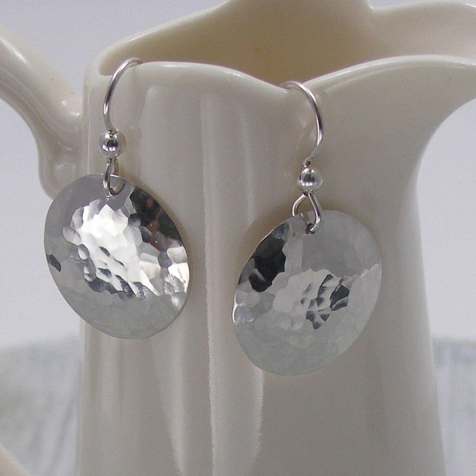 Sterling Silver Disc Earrings Hammered Disc | Etsy