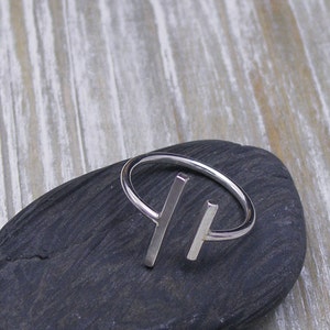 Bar Ring Silver, Parallel Bar Ring, Double Open Bars Ring, Modern ...