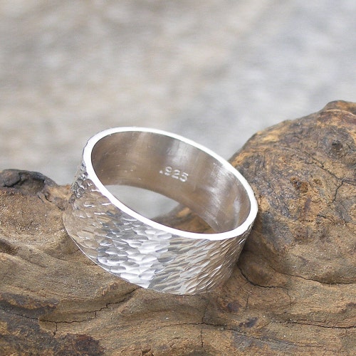 Silver Thumb Ring Adjustable Hammered or Textured Finish. - Etsy