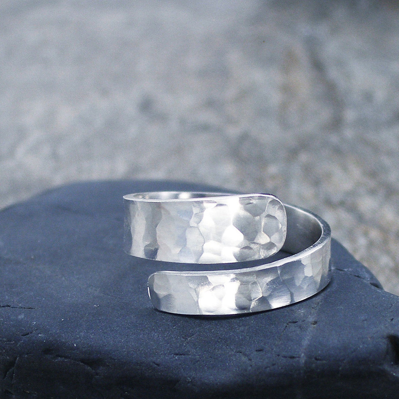 Silver Thumb Ring Adjustable Hammered or Textured Finish. - Etsy