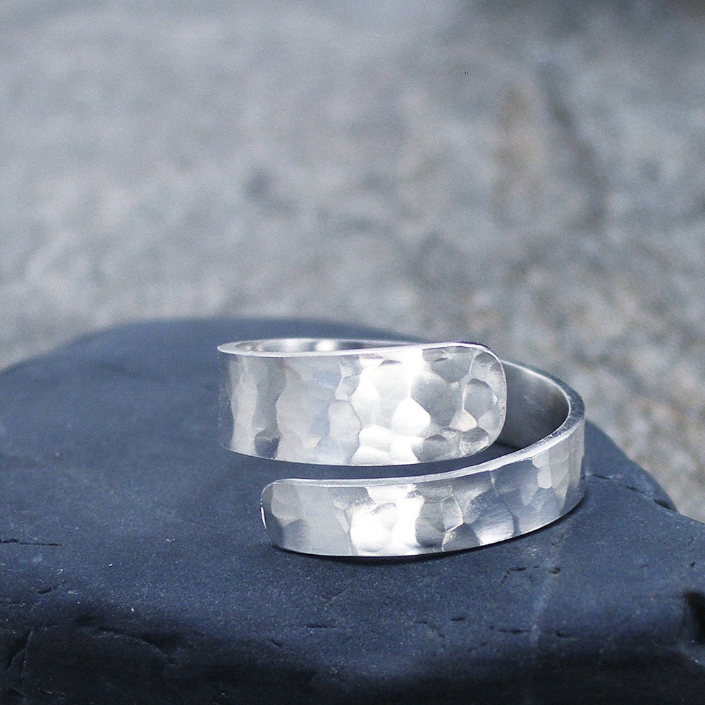 Silver Thumb Ring Adjustable Hammered or Textured Finish. - Etsy