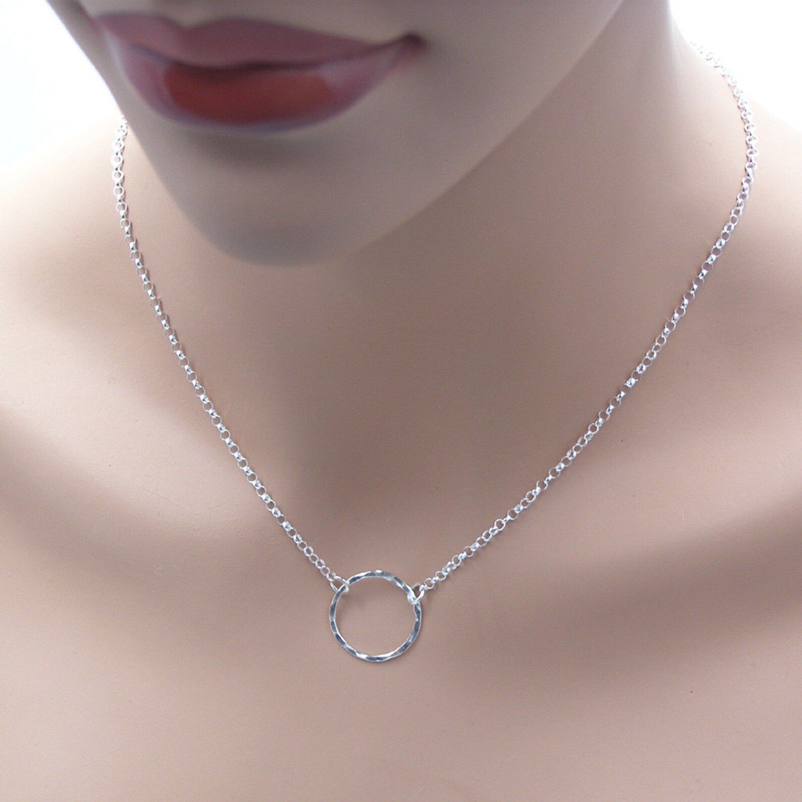 Sterling Silver Circle Necklace Eternity Karma Circle | Etsy