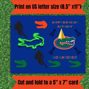 Florida Gators Football-themed Printable Birthday Card - Etsy