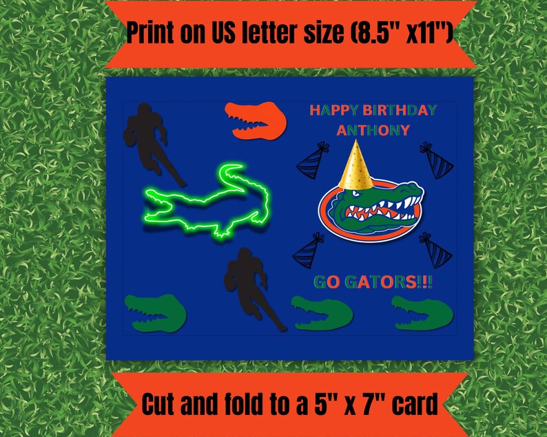 Florida Gators Football-themed Printable Birthday Card - Etsy