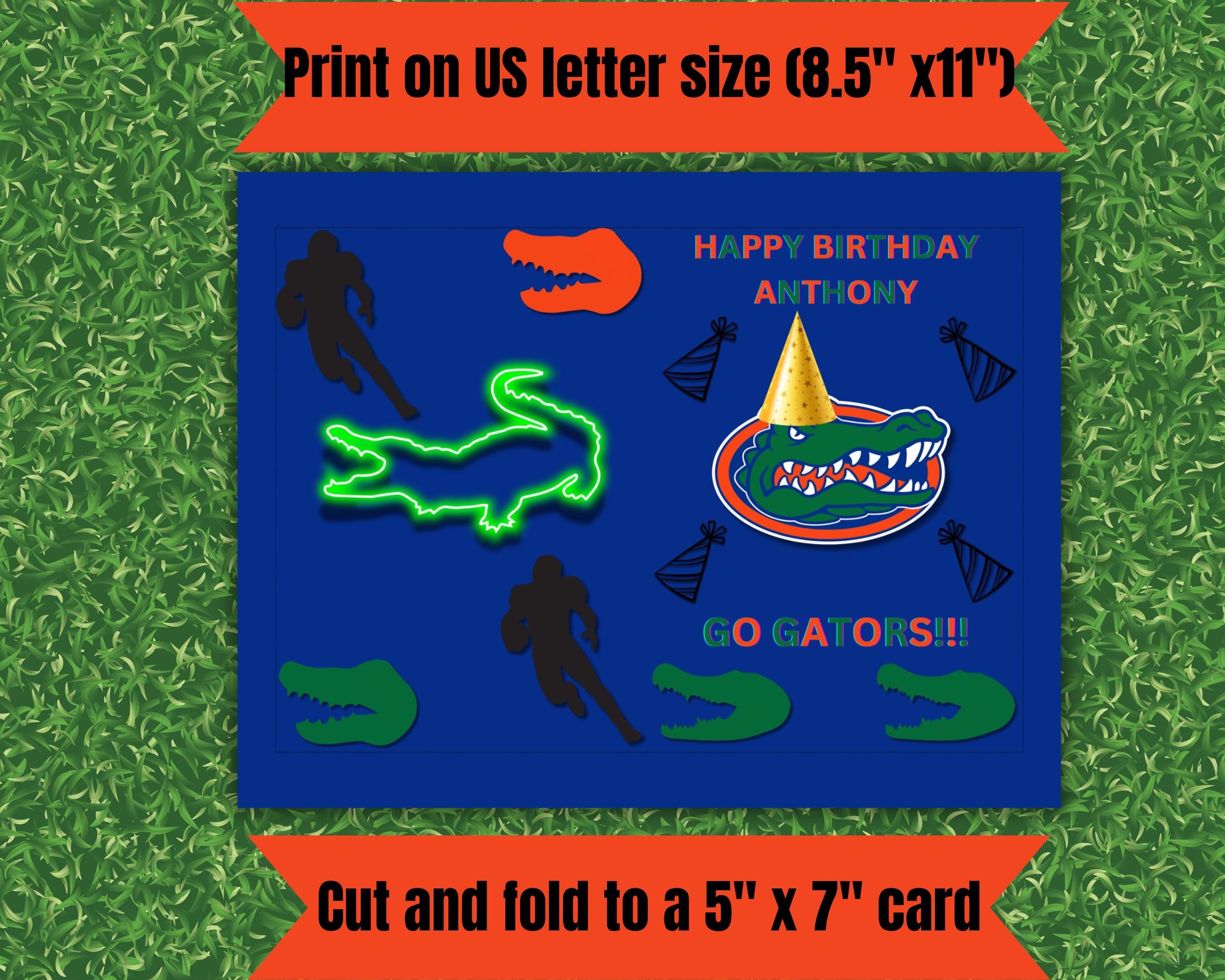 Florida Gators Football-themed Printable Birthday Card - Etsy