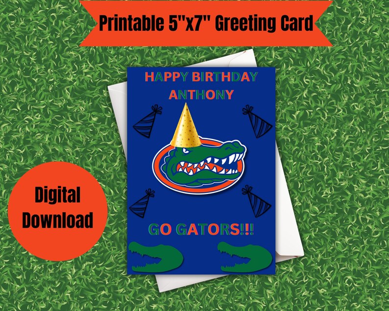 Florida Gators Football-themed Printable Birthday Card - Etsy