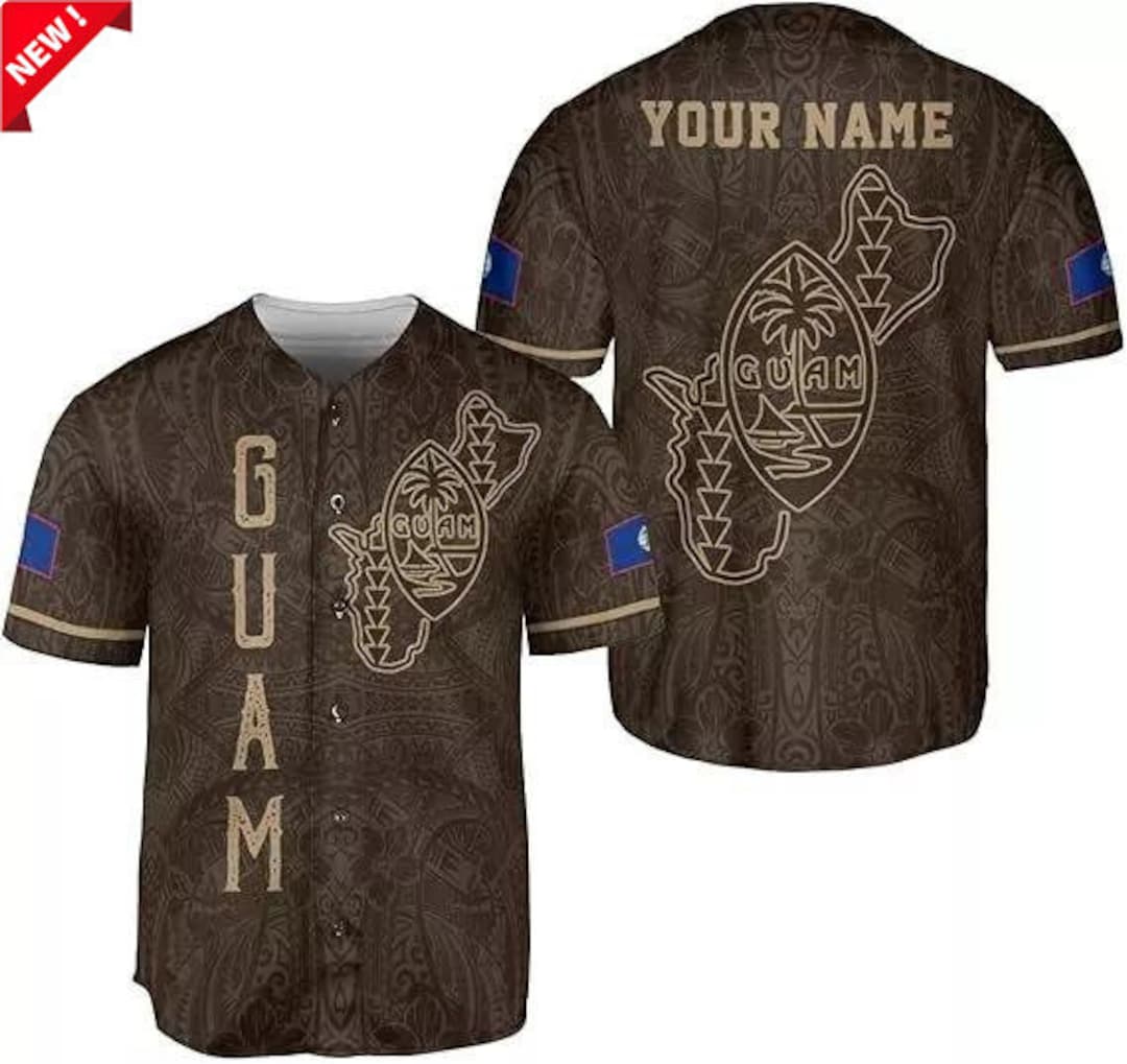 Personalized Guam Baseball Jersey Shirt, Guam Flag Jersey Gifts Guahan ...