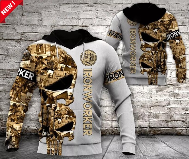 3D Ironworker Hoodie Skull Design for Construction Workers - Etsy