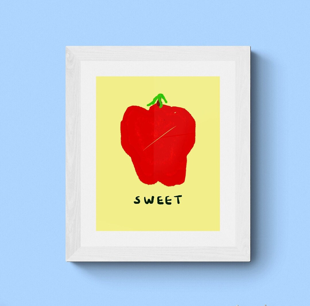 Big Red Apple Print for Kitchen| Cute Apple Wall Decor| Sweet Fruit ...