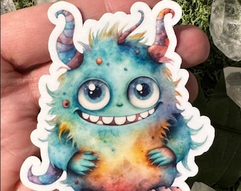 Cute Red Bug Monster Rider Sticker - Adorable Funny Cartoon Vinyl Decal ...