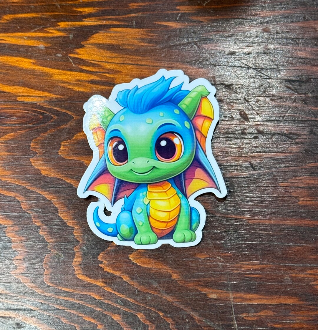 Colorful Baby Dragon Laminated Vinyl Sticker-free SHIPPING - Etsy