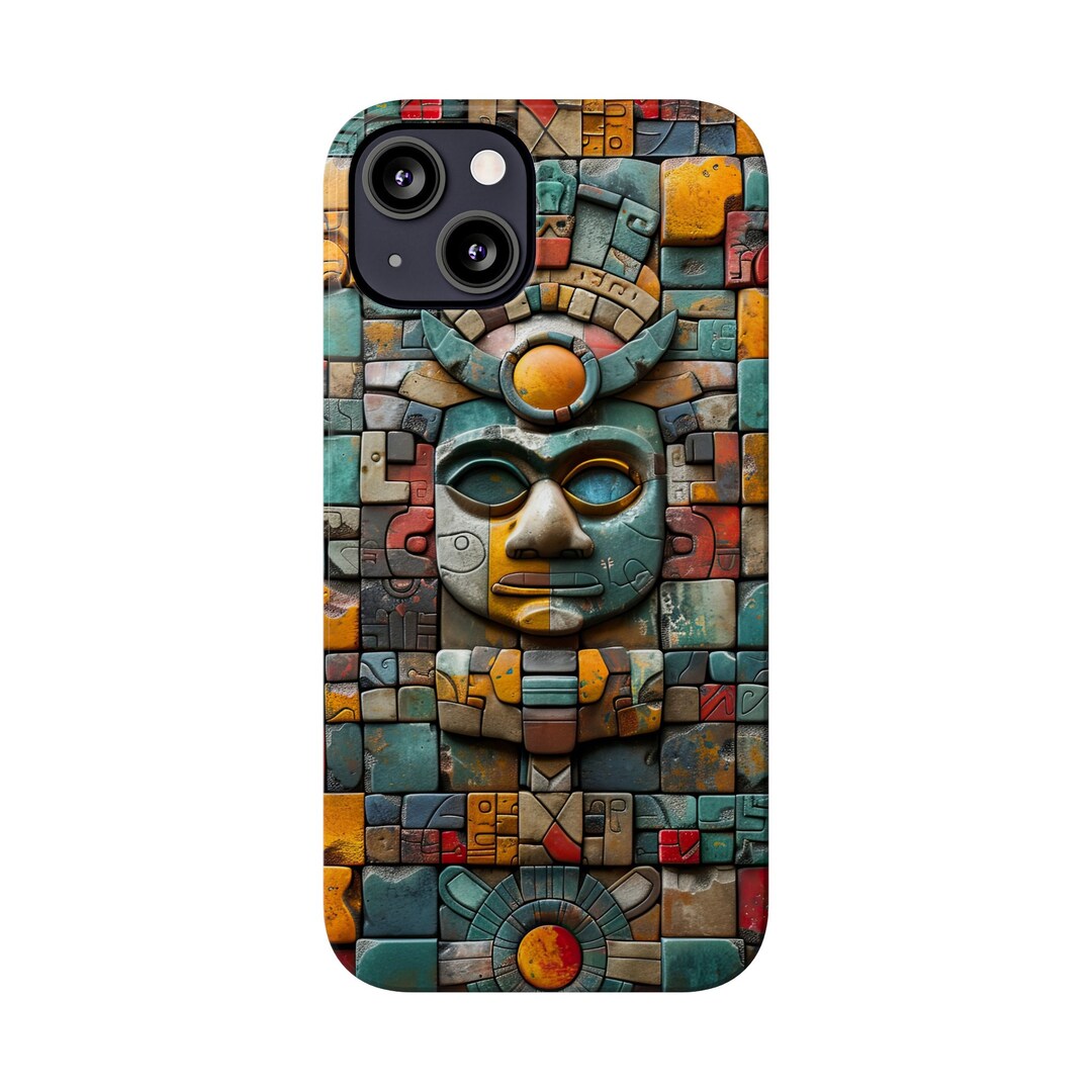 Aztec Inspired Wall of Blocks, Slim Case for iPhone 11, 12, 13, 14, 15 ...