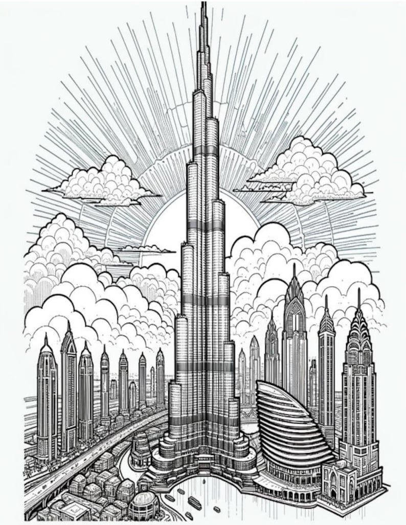 Dubai Coloring Pages Booklet With 17 Detailed Pages for Adults and ...