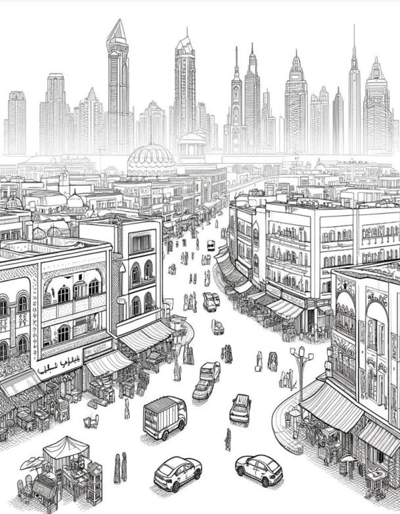 Dubai Coloring Pages Booklet With 17 Detailed Pages for Adults and ...