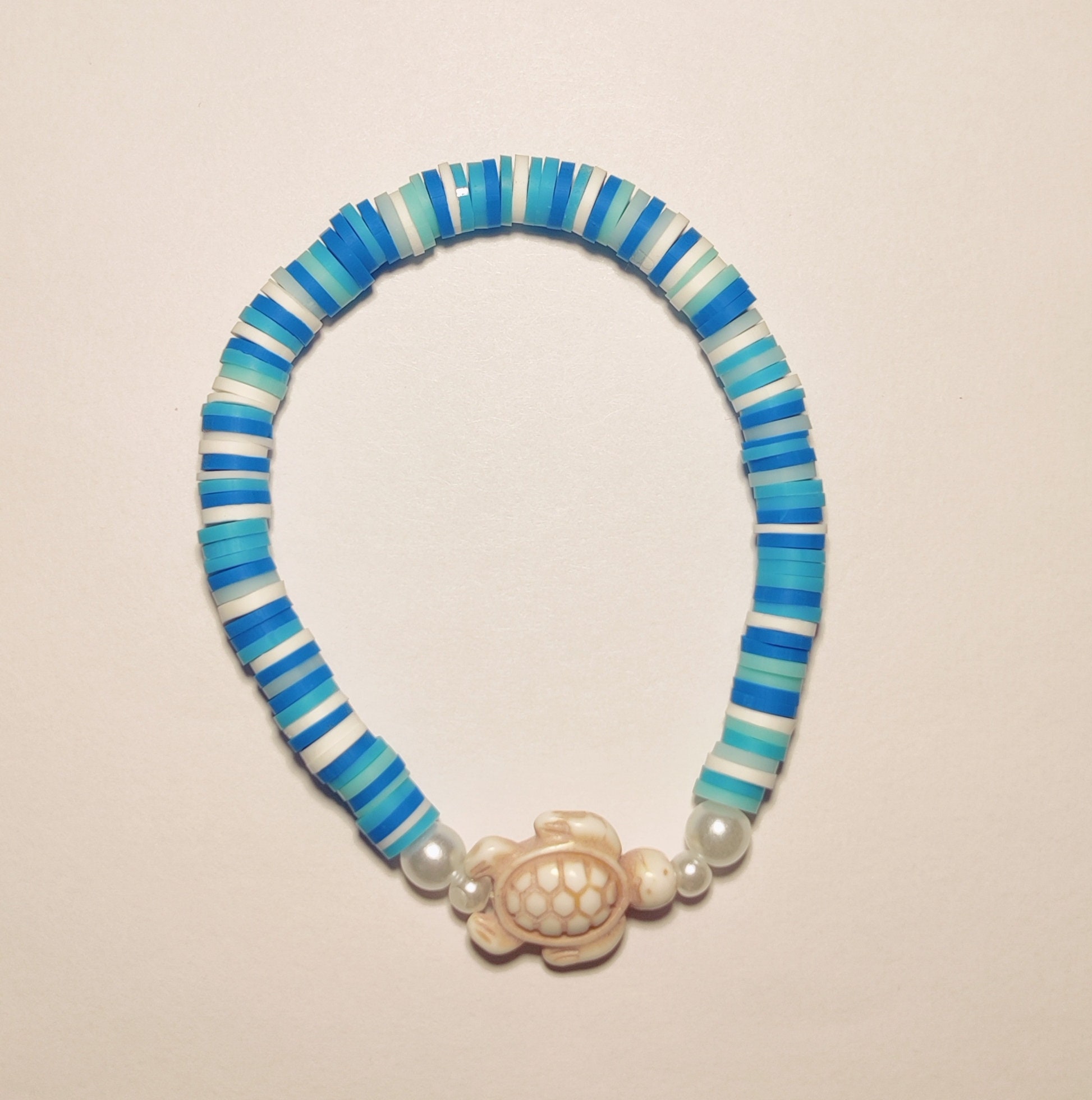Blue Turtle Clay Bead Bracelet - Etsy