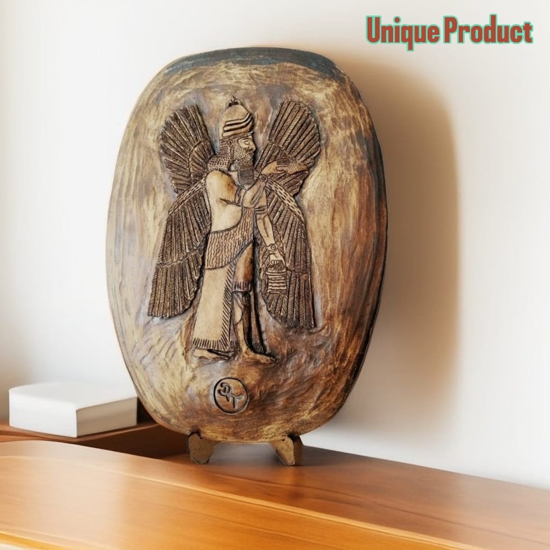 Enki the Cunning God of the Sumerians, Handmade Clay Relief Tablet ...