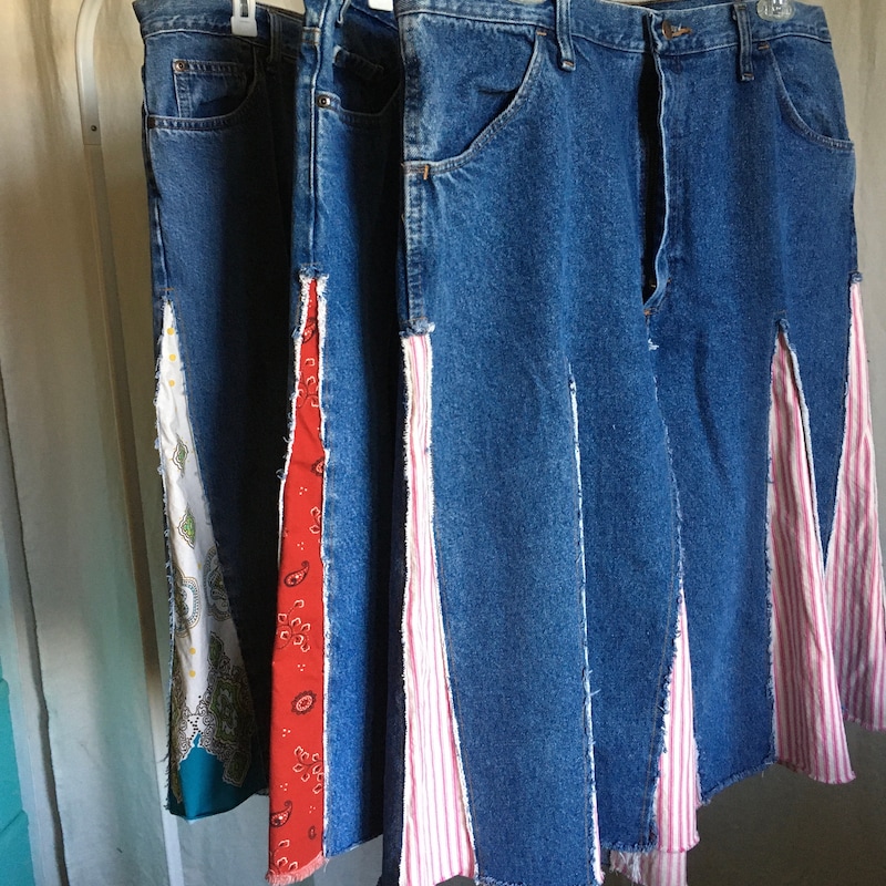 Upcycled Denim Skirt - Etsy