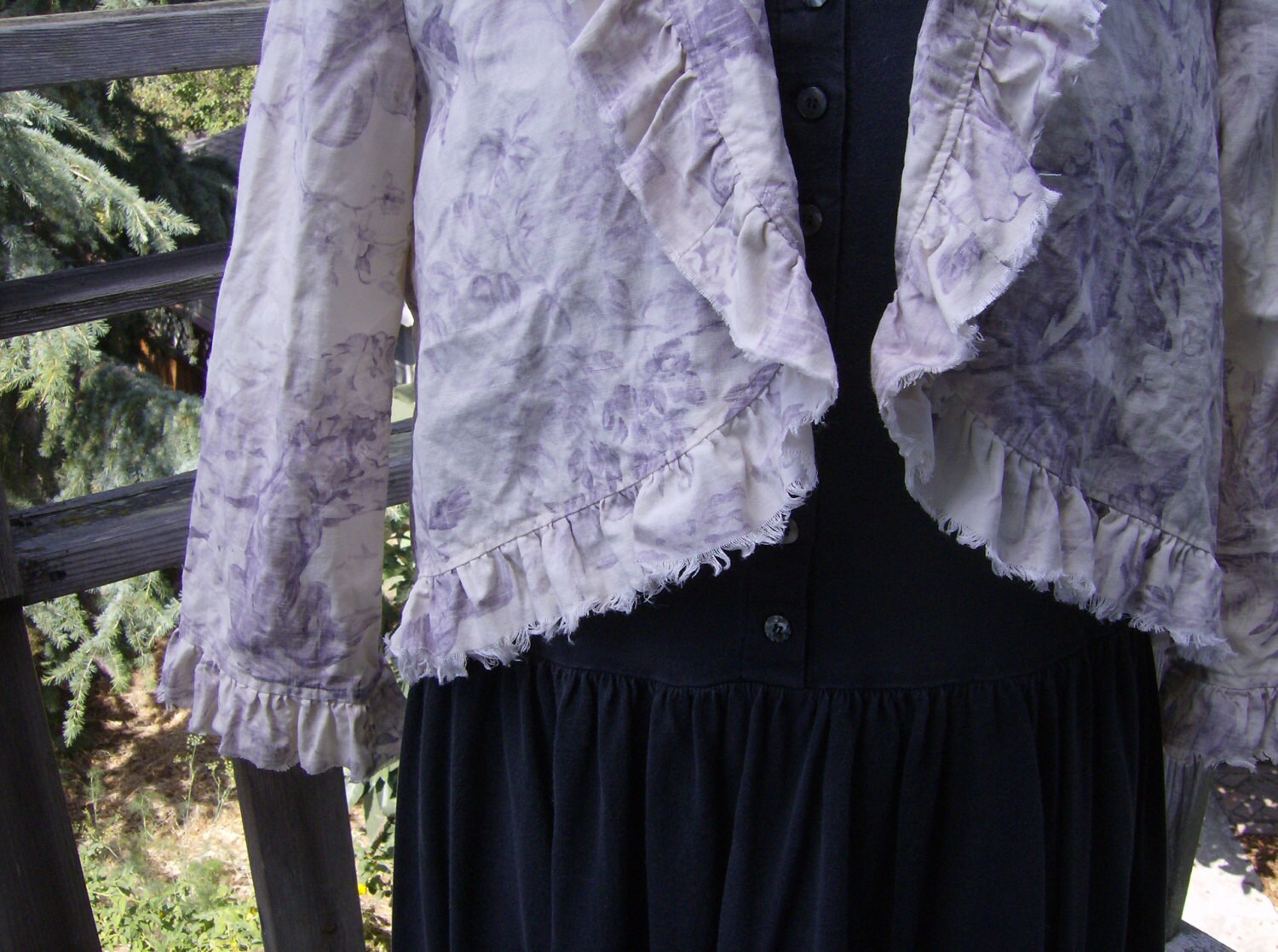 Cream Lavender Linen Ruffled Jacket, Asymmetrical Jacket, Lavender ...