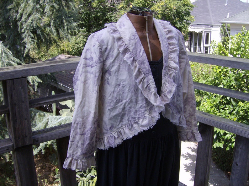 Cream Lavender Linen Ruffled Jacket, Asymmetrical Jacket, Lavender ...