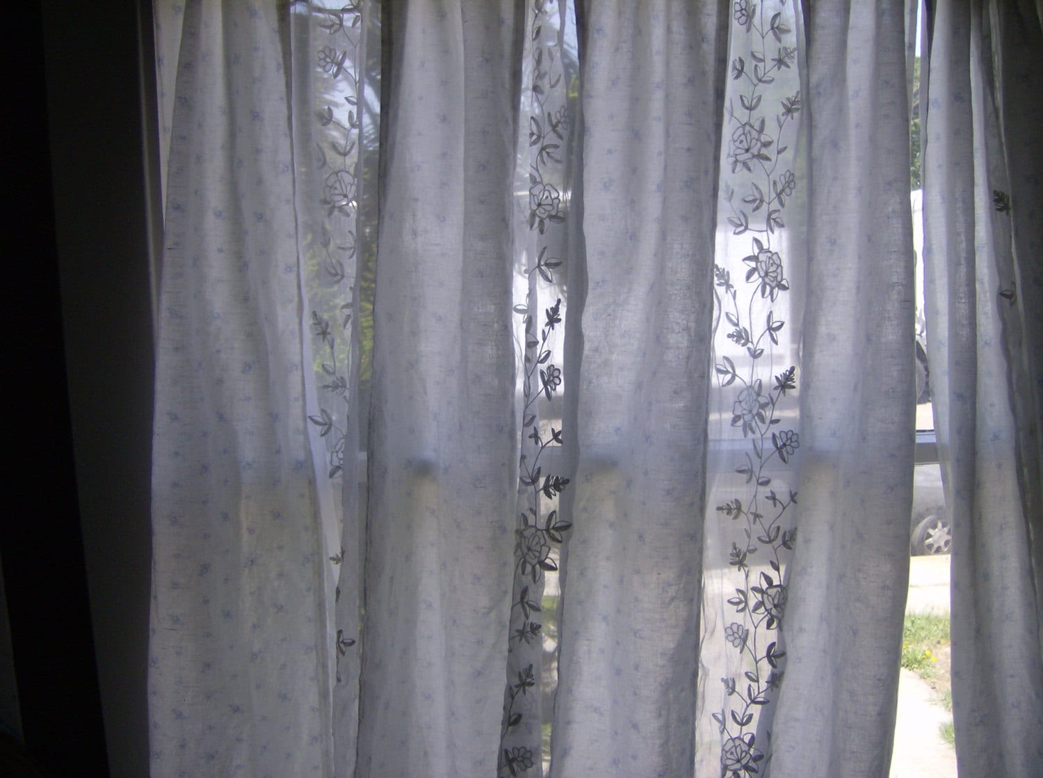 Linen and Organdy Panel Curtains Shabby Chic Curtains Long | Etsy