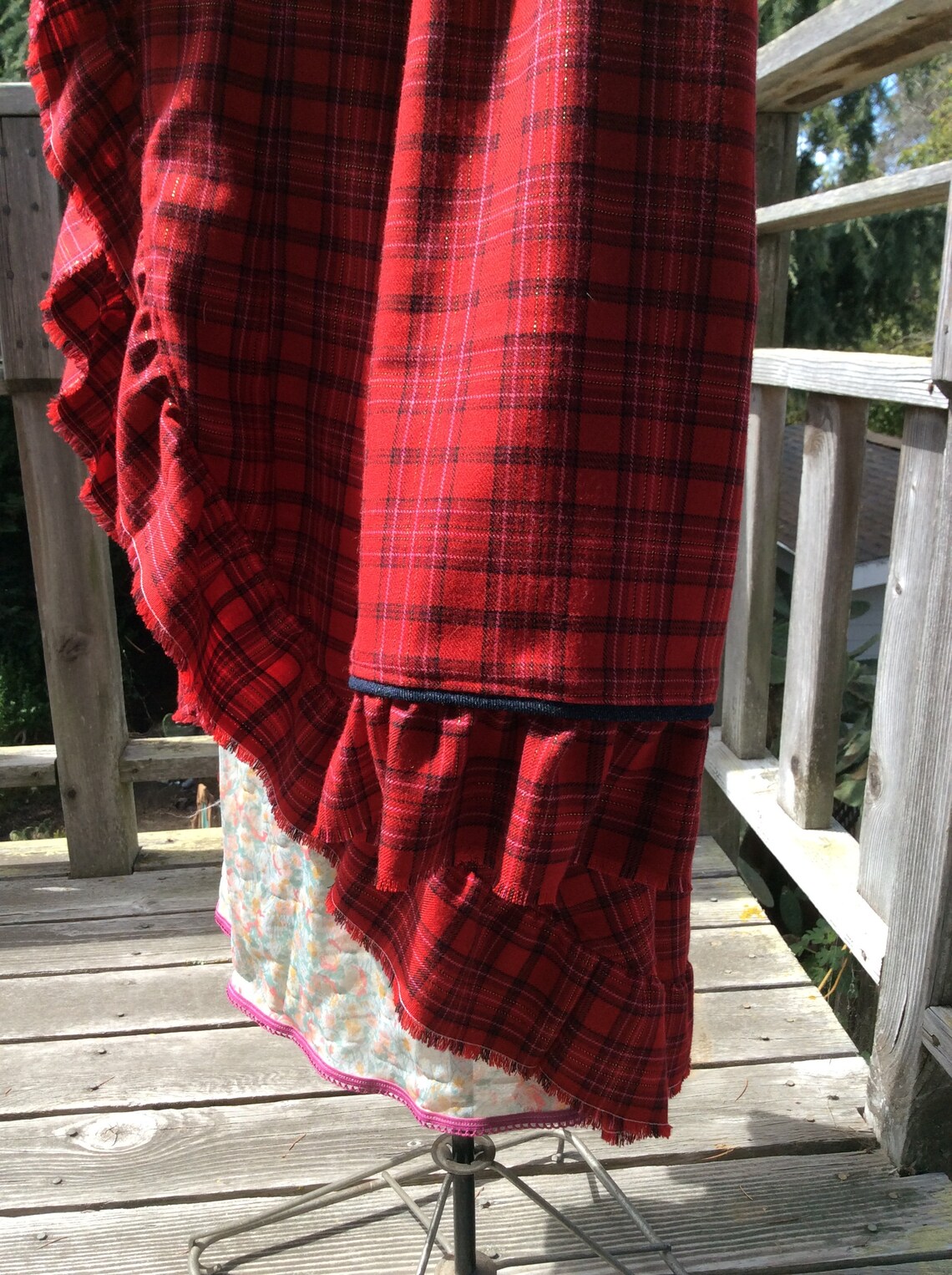 Red Plaid Womens Victorian Cutaway Jacket, Ruffled Edwardian Coat ...