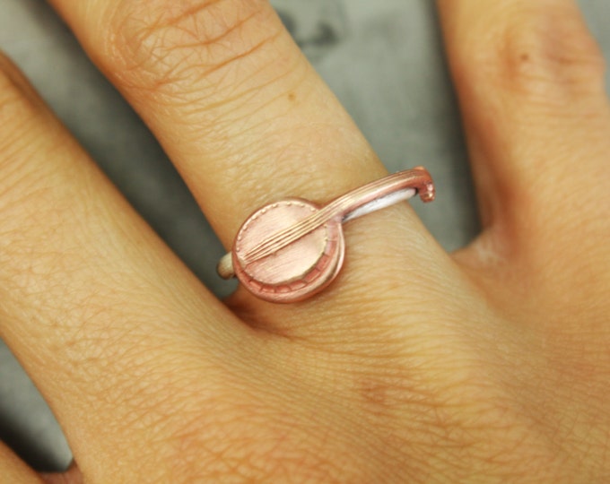 Banjo Ring Sterling Silver Band and Brass - Etsy