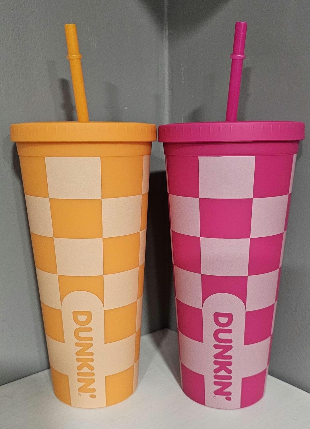Dunkin 24 Oz Checkered Sipper - Etsy
