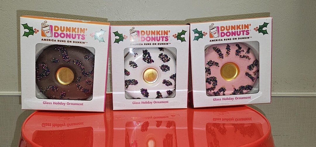NEW Dunkin Donuts Glass Donut Ornament Vanilla, Chocolate and Strawberry Sprinkle Ornaments - Etsy