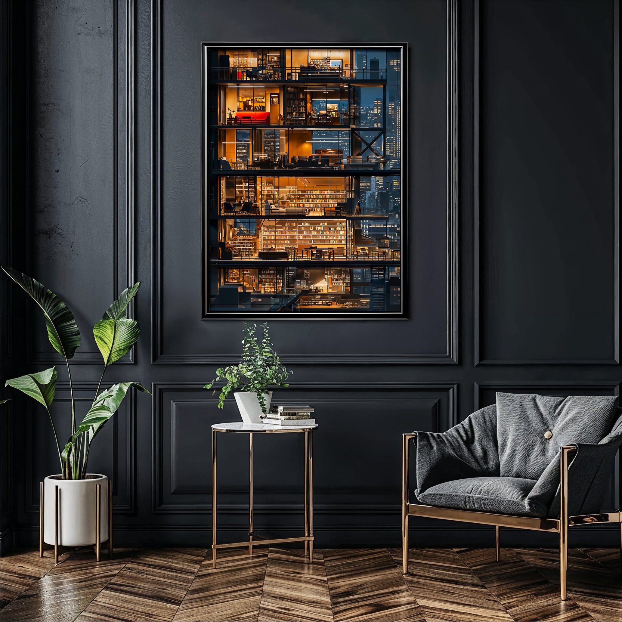 A Multi Story Library With Glass Facade_ Poster Print, High-quality ...