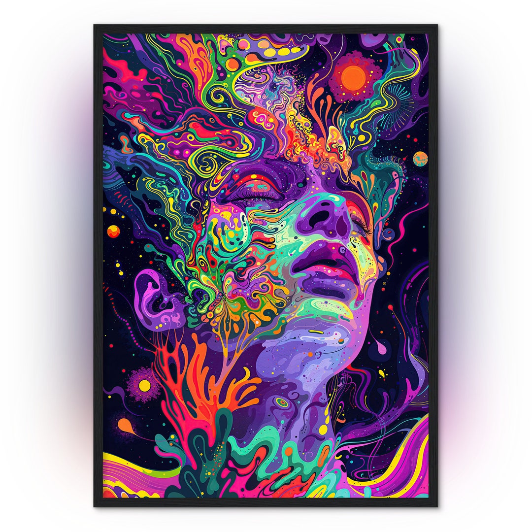 Where is My Mind, Psychedelic, Portrait, Flat Design Poster, Digital ...