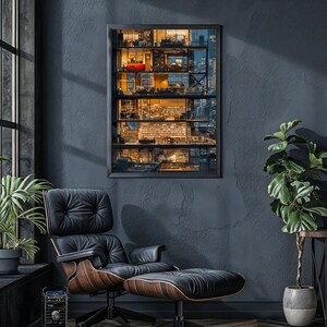 A Multi Story Library With Glass Facade_ Poster Print, High-quality ...