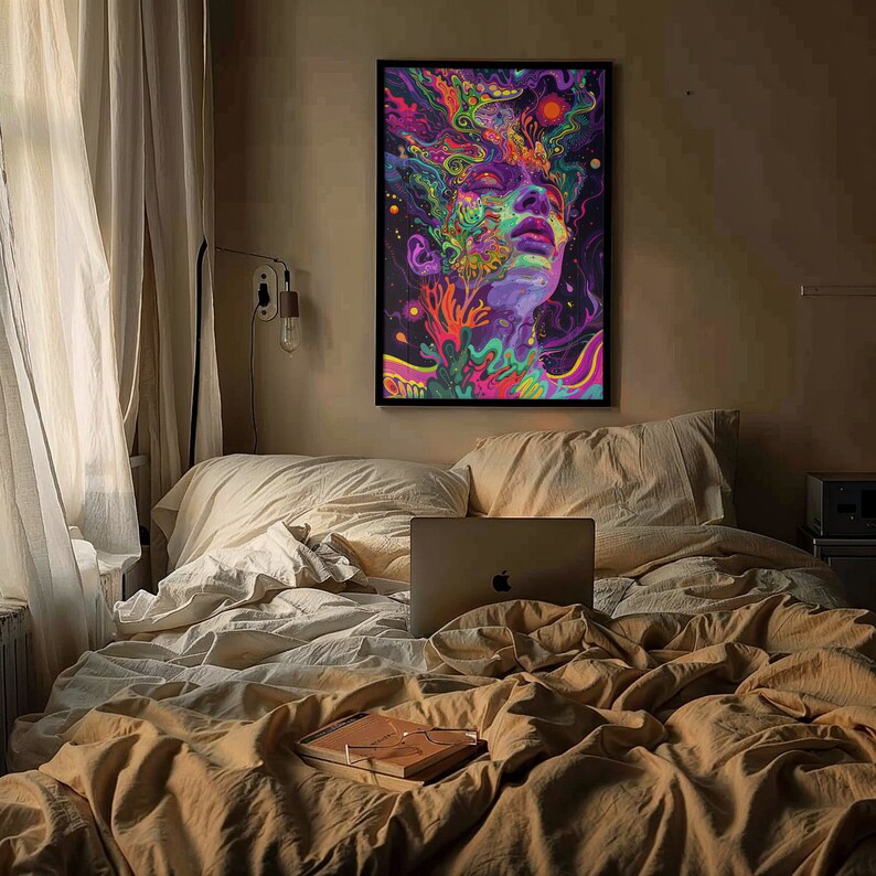 Where is My Mind, Psychedelic, Portrait, Flat Design Poster, Digital ...