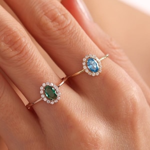 December Birthstone Ring, Custom Dainty Minimalist Blue Topaz Birthday ...