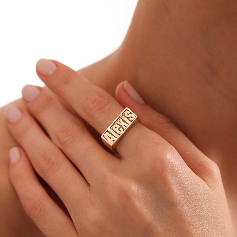 Custom Name Rings, Gold Engraved Name Rings, Personalized Name Rings ...