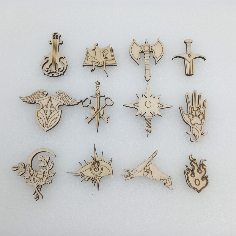 BG3 Dnd Wooden Pins Set of 12 Classes for Dungeon and Dragons RPG - Etsy