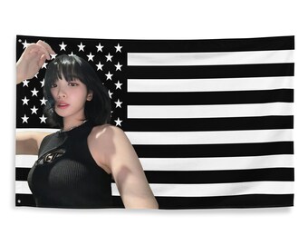 TWICE Momo USA Kpop Black American Flag Patriotic Tiktok Meme Trendy Room Tapestry Fanmade ...