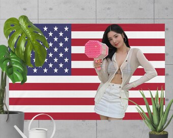 G I-DLE Shuhua USA Kpop American Flag Patriotic Tiktok Meme Trendy Room Tapestry Fanmade Subtle ...